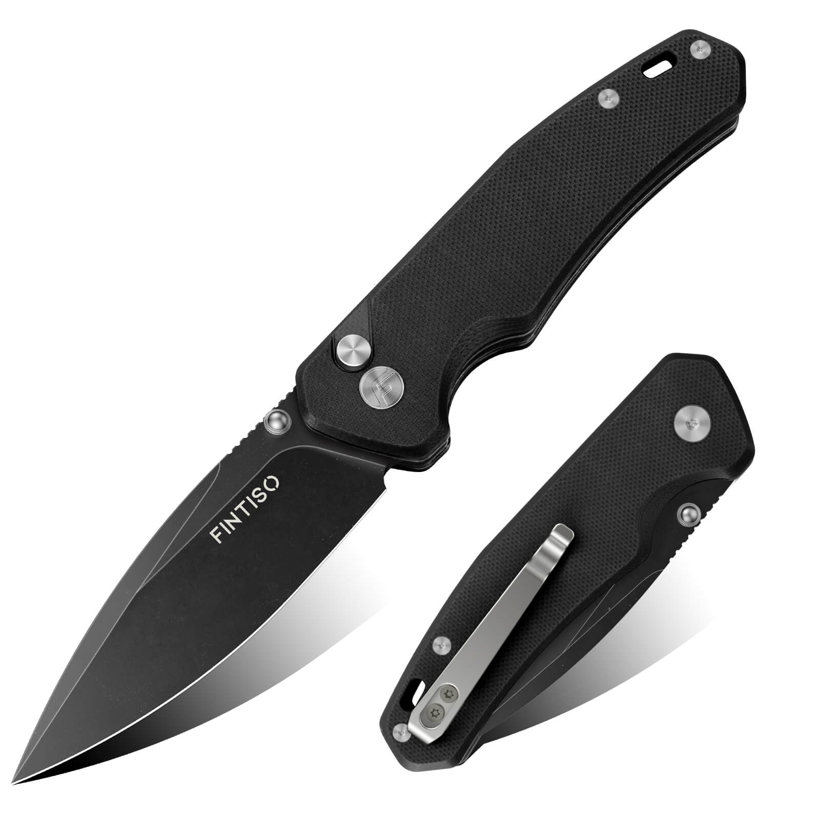 Black 3" Folding Knife |14C28N Blade | HARPE | FINTISO