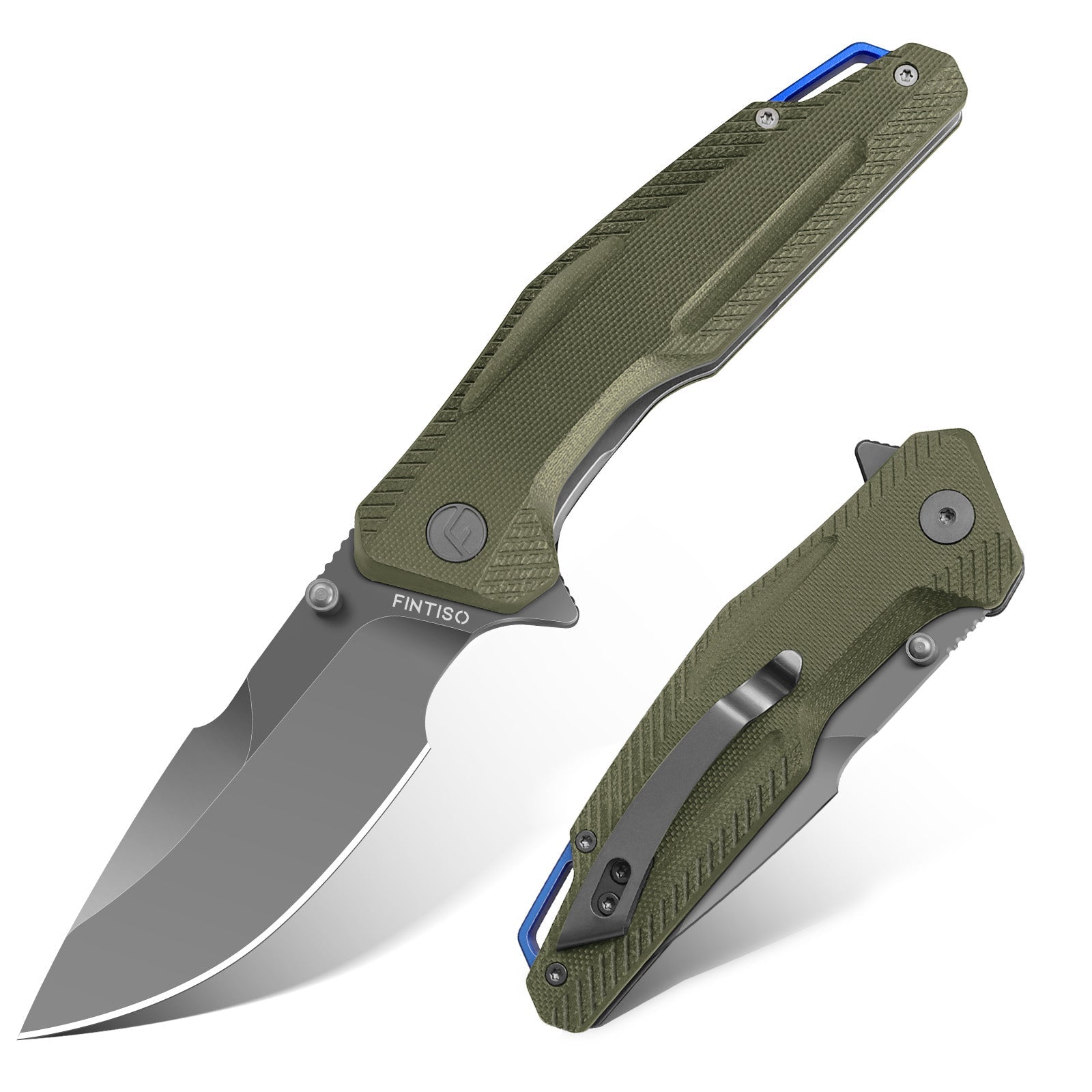 Green 3.26" Folding Knife | 14C28N | G10 | Falcon | FINTISO